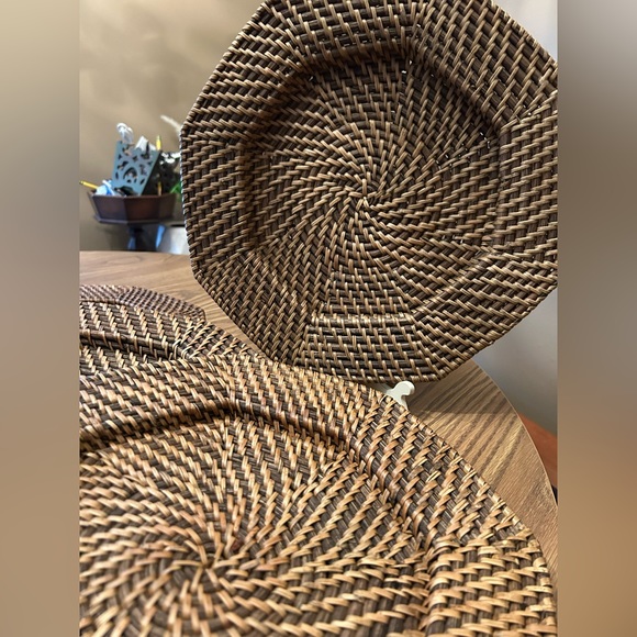 Accents | Wicker Rattan Charger Plates Set Of 4 Octogon | Poshmark